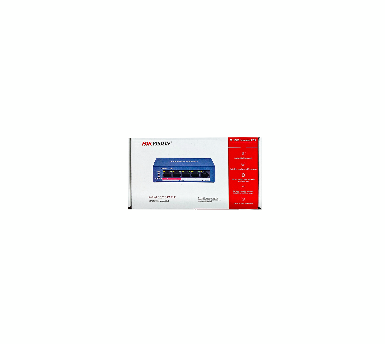 Switch Hikvision ( 105P) 4 puertos POE +1 ETHERNET base 100 35 Wats ...